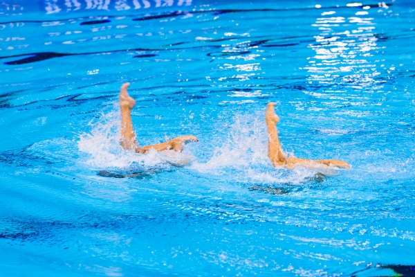 [사진] 광주세계수영선수권대회 아티스틱 수영, 듀엣 테크니컬 루틴 예선전 벨로루스의 KHANDOSHKA Vasilina ...