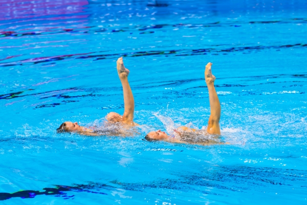 [사진] 광주세계수영선수권대회 아티스틱 수영, 듀엣 테크니컬 루틴 예선전 벨로루스의 KHANDOSHKA Vasilina ...